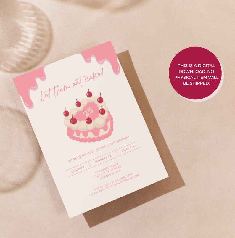 Let Them Eat Cake Invite, Vintage Cake Invite, High Tea Invite, Adult ...