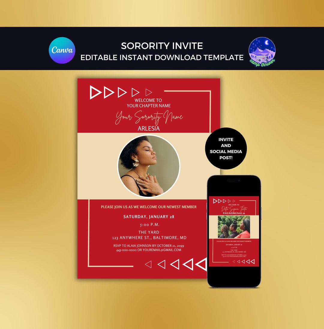 Sorority Probate Invite: Delta Template (digital Download) - Etsy