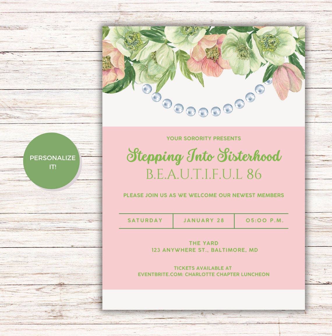 Sorority Flyer, Probate Invite, Sorority Party Flyer, Alpha Kappa ...