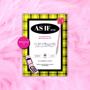 Clueless Birthday Invitation: 90s Party Invite Template (digital) - Etsy