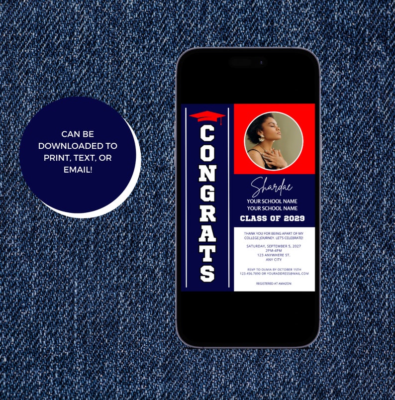 HBCU Graduation Invitation: Red and Blue Template (printable Digital ...