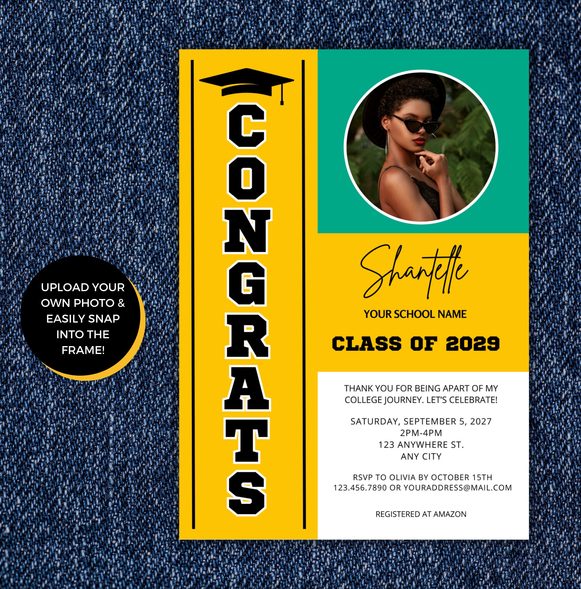 HBCU Graduation Invitation Template: Green & Yellow (digital Download ...