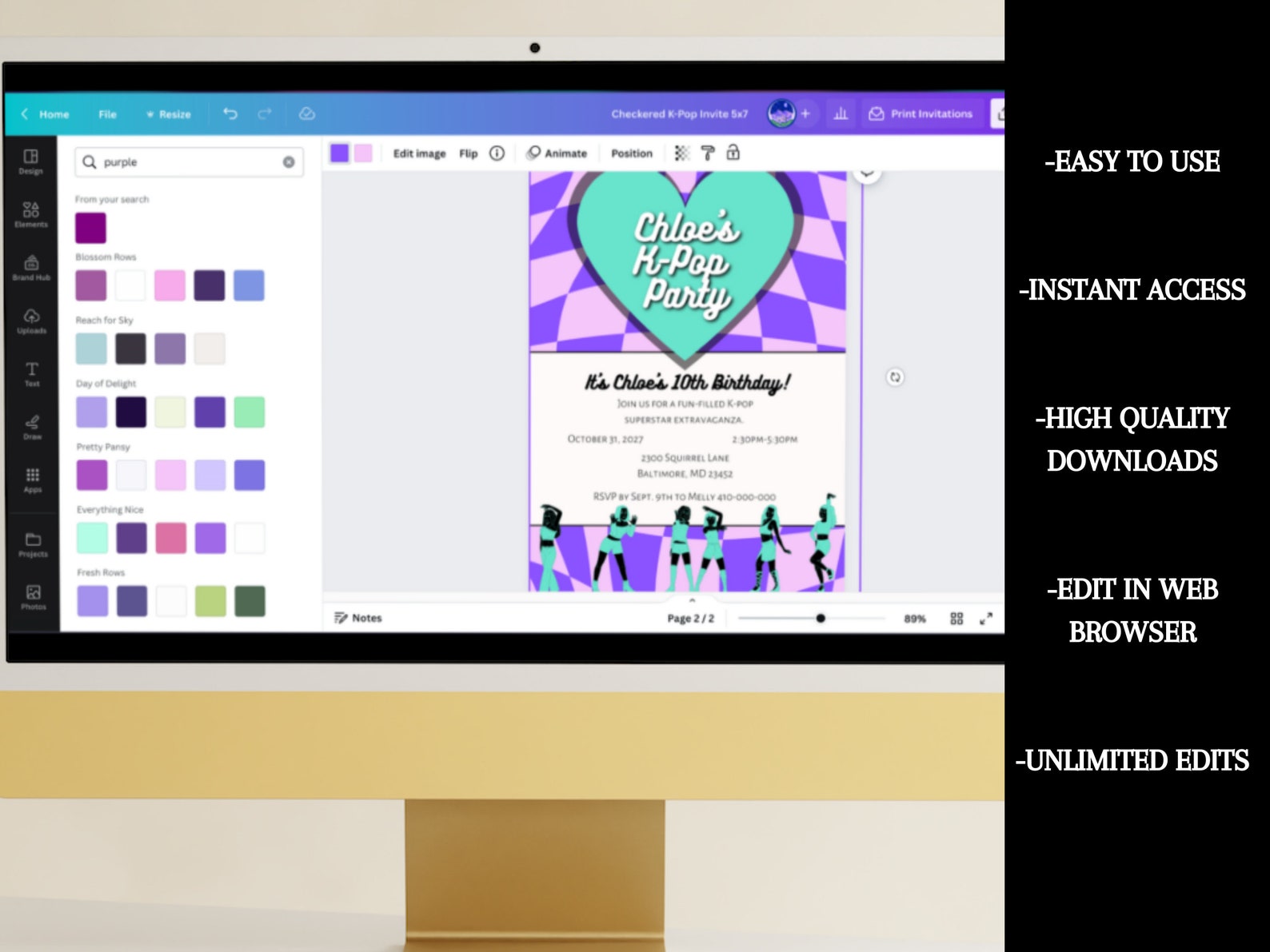 K-pop Invitation, K Pop Invite, K-pop Birthday Party Invitation, K-pop ...