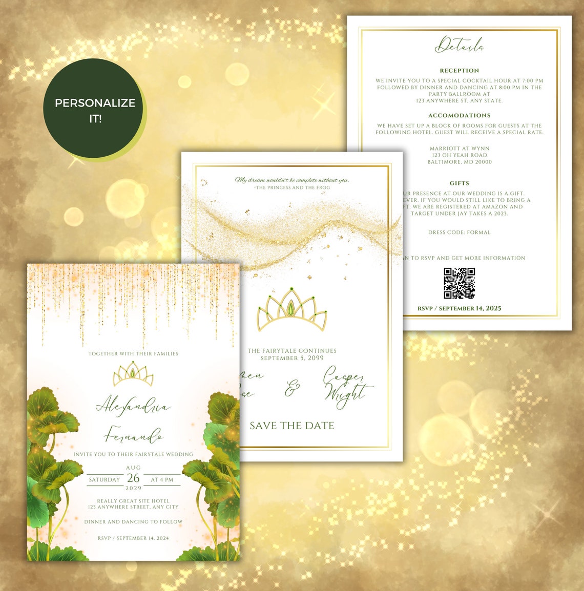 Frog Princess Wedding Invitation: Fairytale Canva Template (digital ...