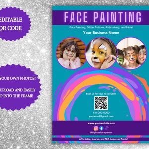 Face Painting Flyer, Face Painting Sign, Face Paint Flyer Template ...