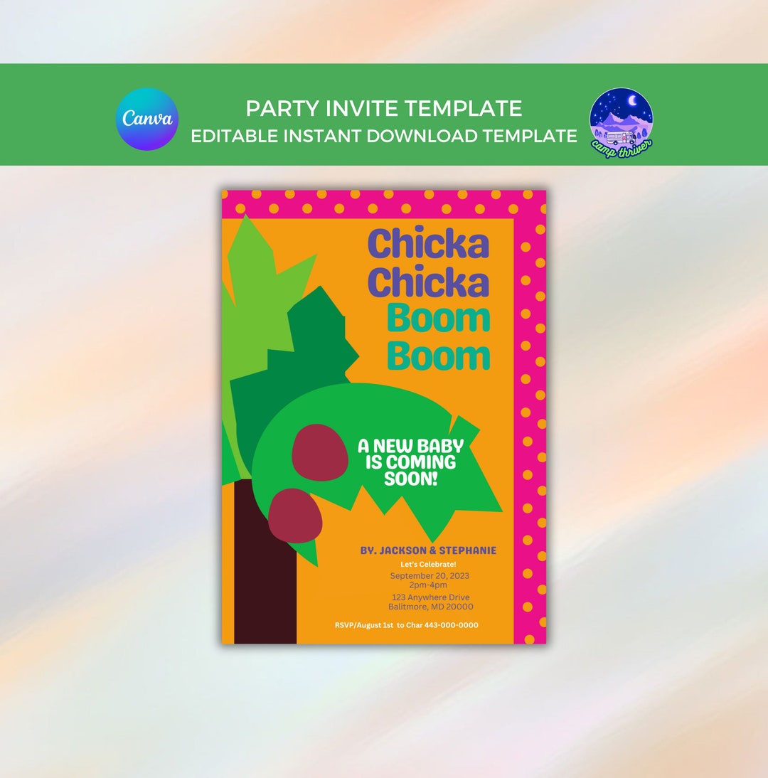 Chicka Chicka Boom Boom Invitation , Storybook Baby Shower Invitation ...