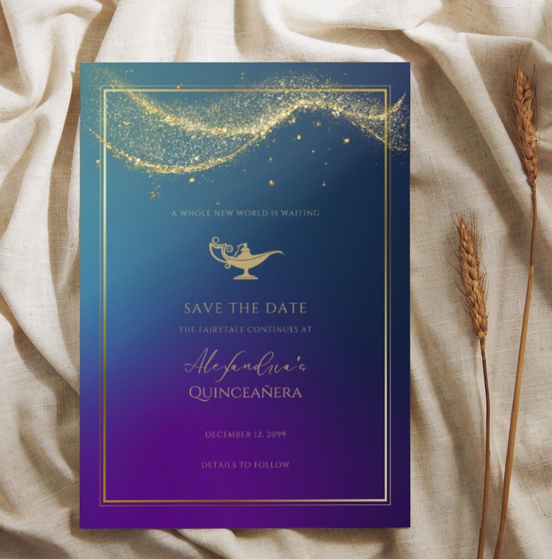 Aladdin Save the Date, Fairytale Wedding Invitation, Aladdin Sweet ...