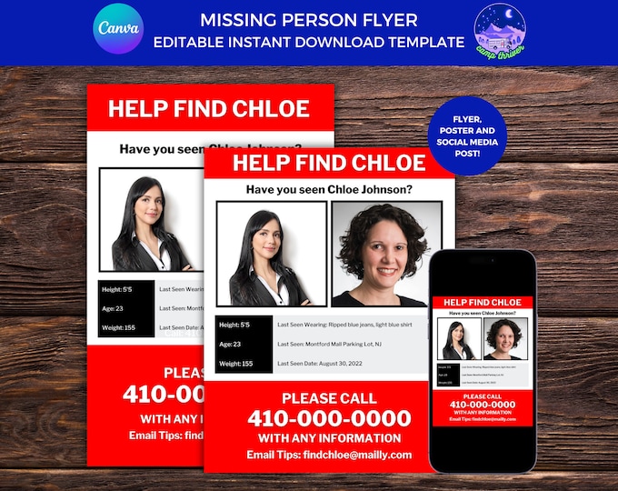 Editable Missing Person Flyer Template: Social Media & Poster (digital ...