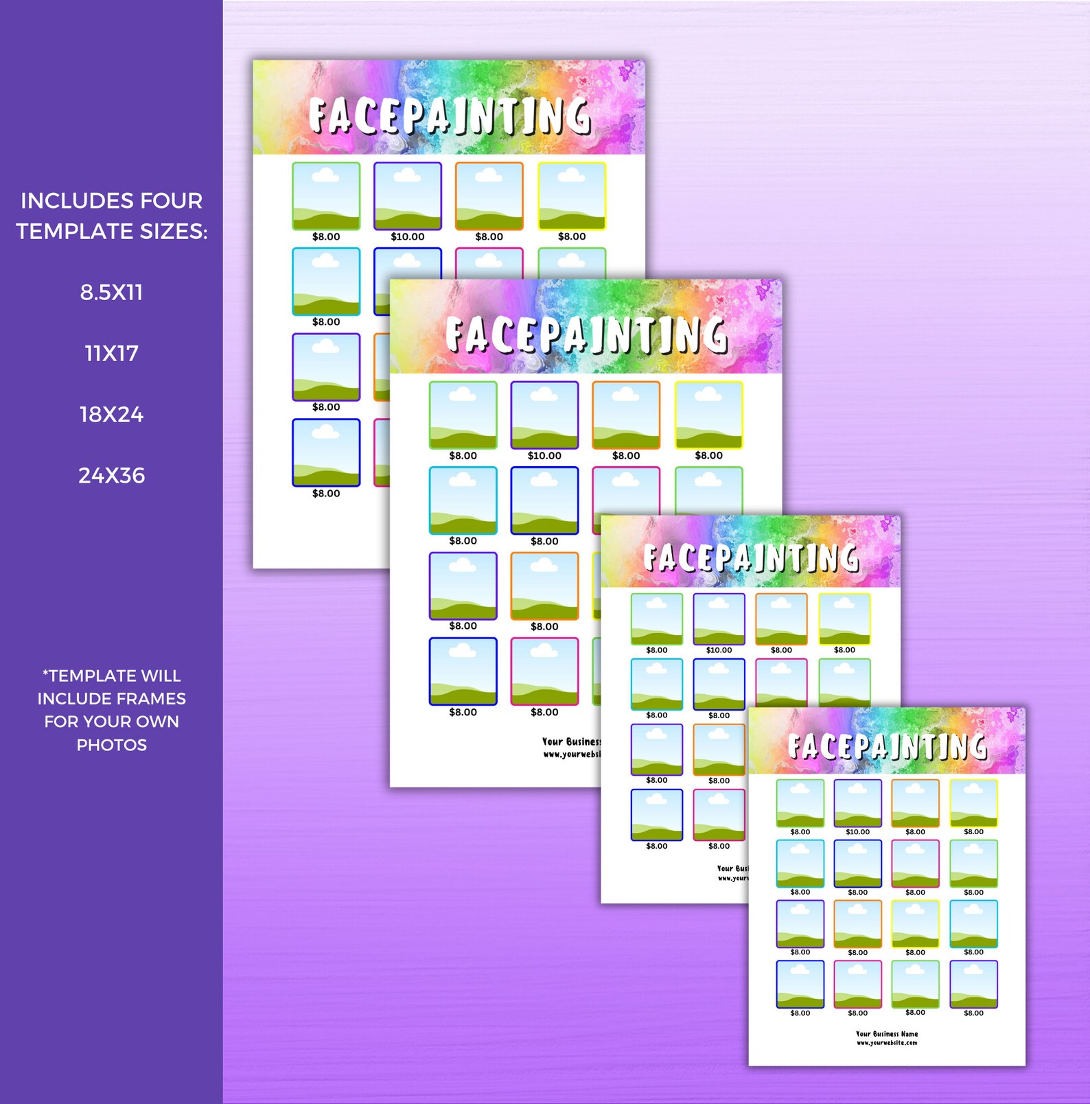 Face Painting Sign, Face Painting Sign Template, Face Painter Price ...