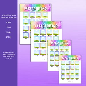 Face Painting Sign, Face Painting Sign Template, Face Painter Price ...