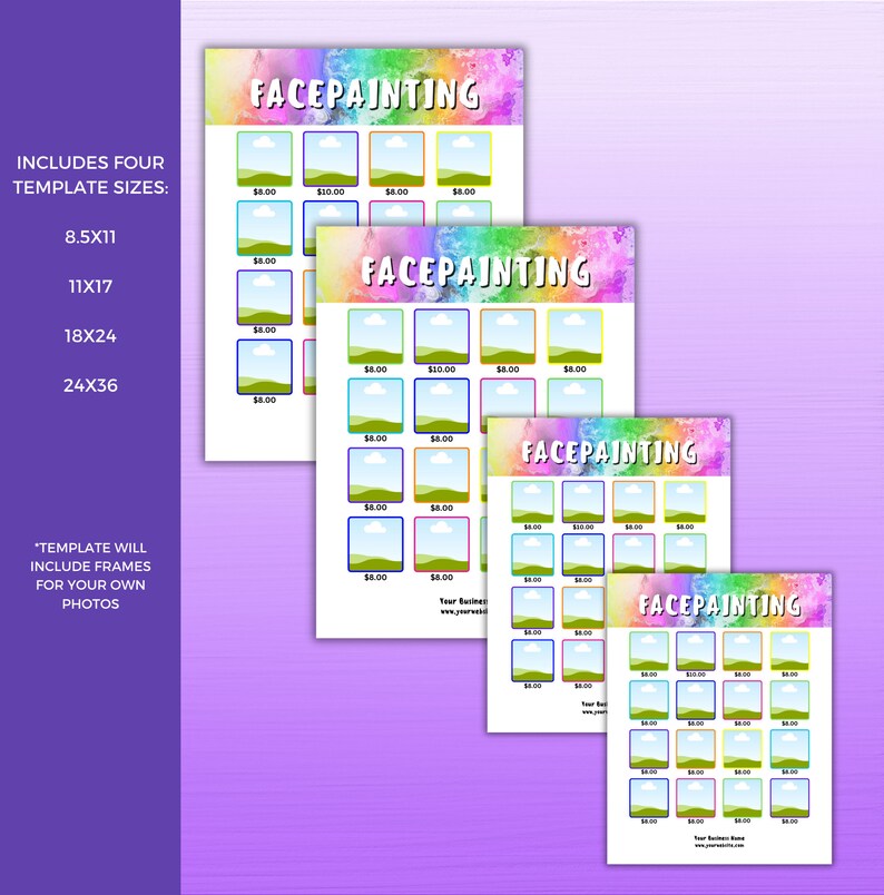 Face Painting Sign, Face Painting Sign Template, Face Painter Price ...