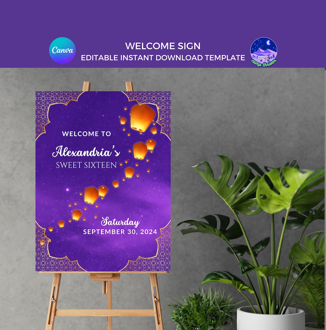 Lantern Welcome Sign: Fairytale Sweet 16, Quinceanera (rapunzel ...