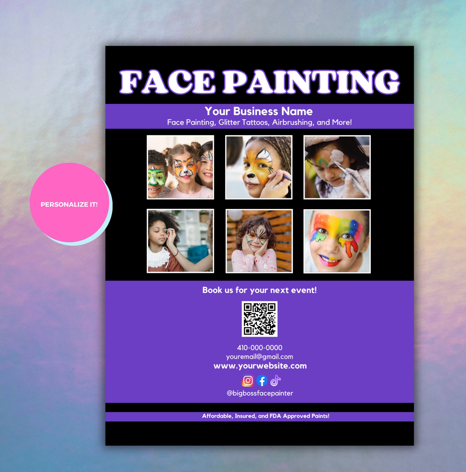 Face Painting Sign Bundle, Face Painting Sign, Face Paint Sign Template ...