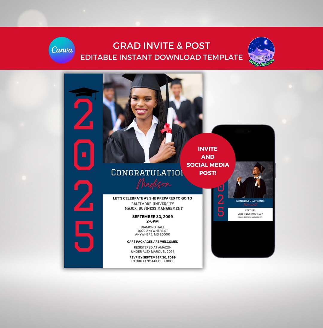 HBCU Trunk Party Invite, High School Graduation Invite, HBCU Graduation ...