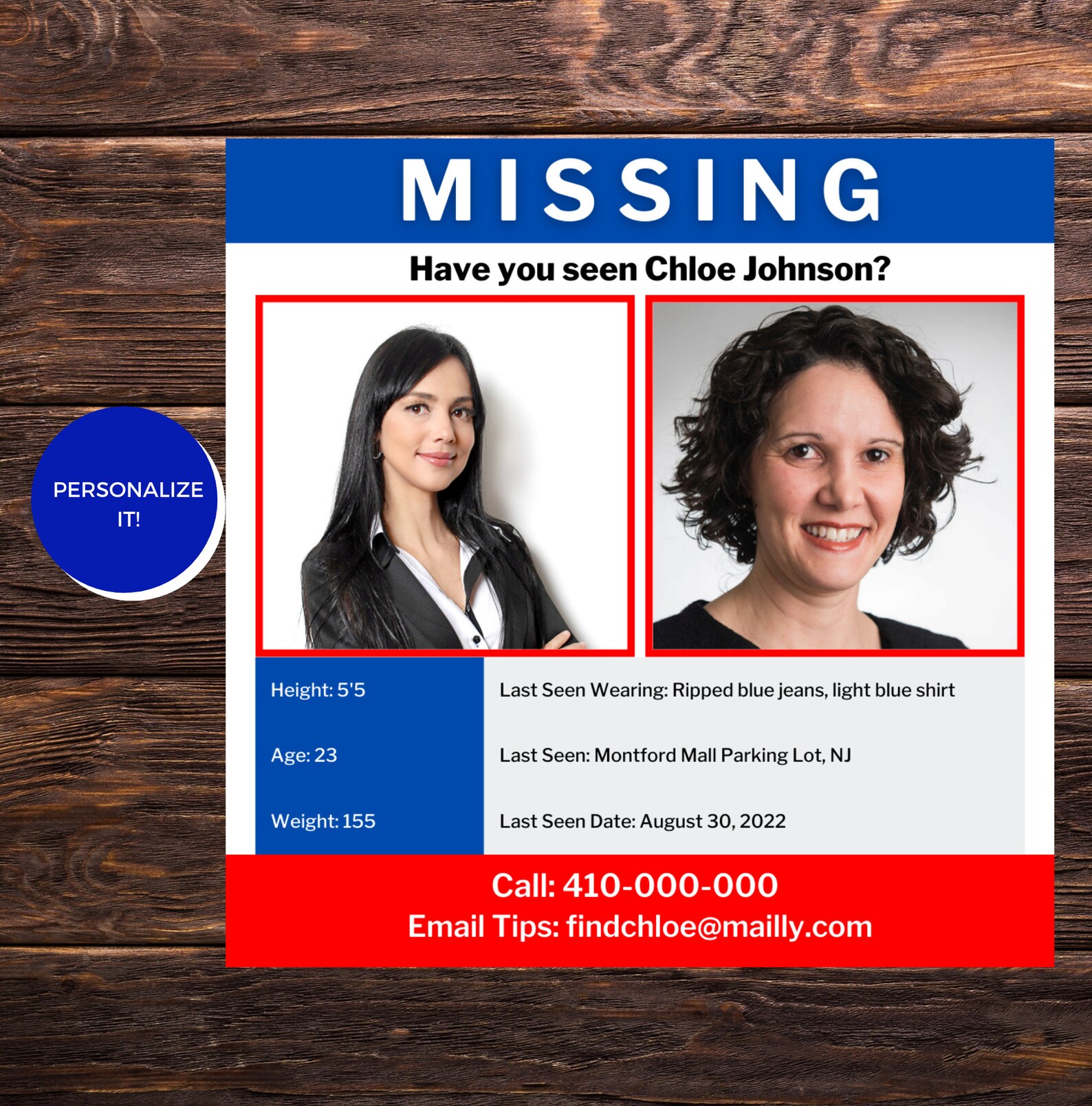 Editable Missing Person Flyer Template: Social Media & Poster (digital ...