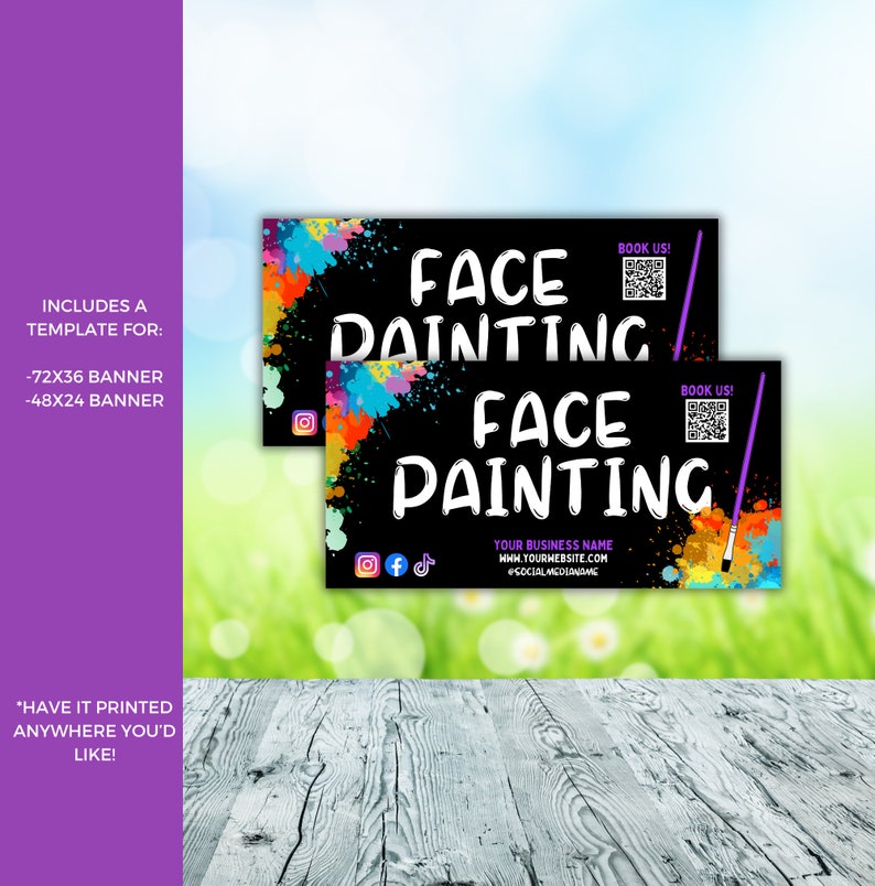 Editable Face Painting Banner Template: Business Sign (digital Download ...