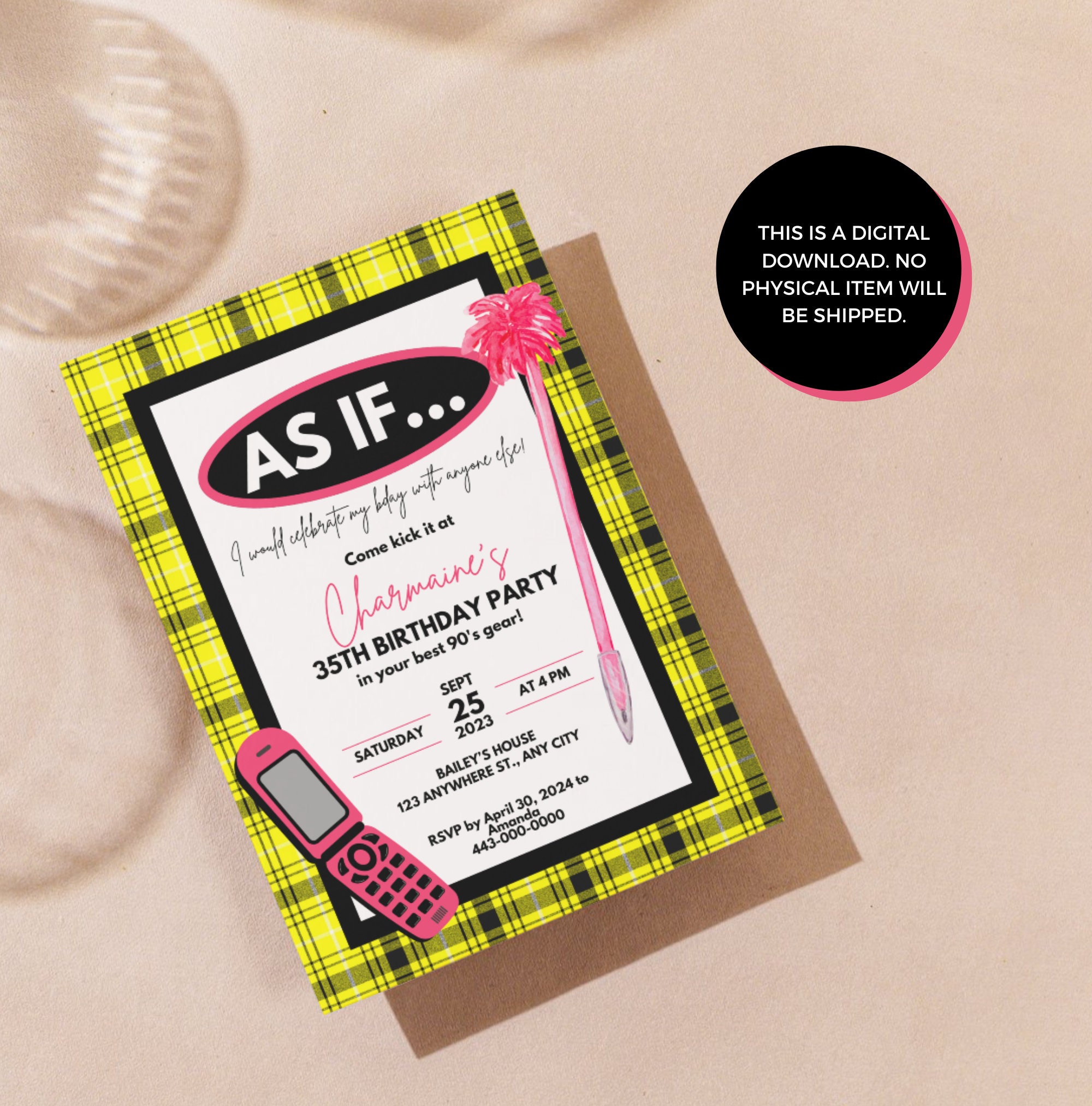 90s Birthday Party Invitation, Clueless Birthday Invite, Clueless ...