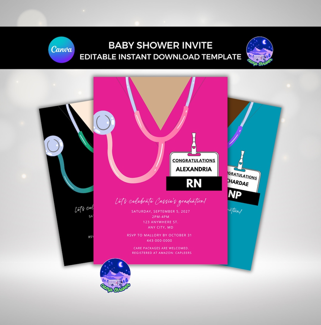 Editable Nurse Graduation Invitation Template (digital Download) - Etsy