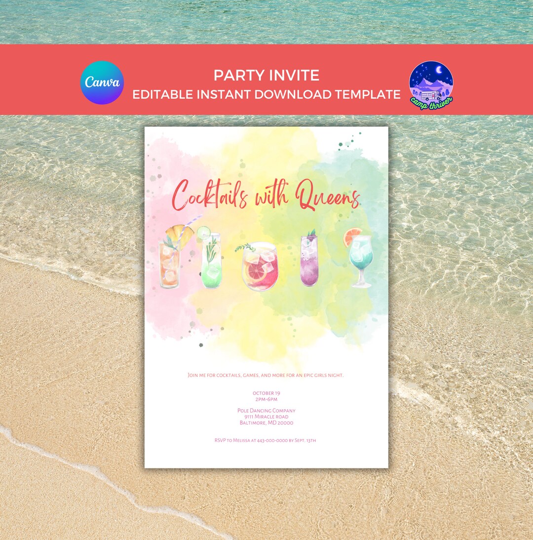 Drag Queen Party Invitation, Cocktails With Queens Invite, Brunch ...