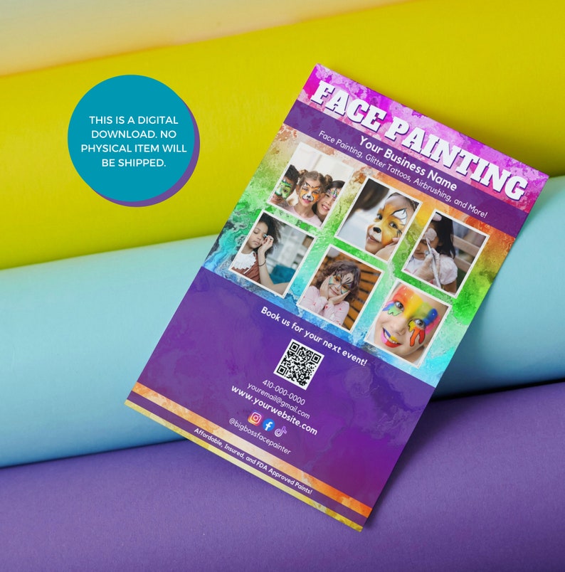 Editable Face Painting Flyer Template: Price List, Banner, Business ...