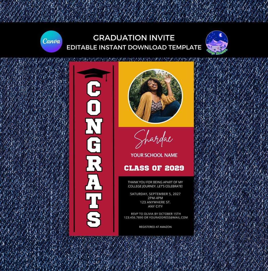 HBCU Graduation Invitation, College Graduation Invitation, Crimson and ...