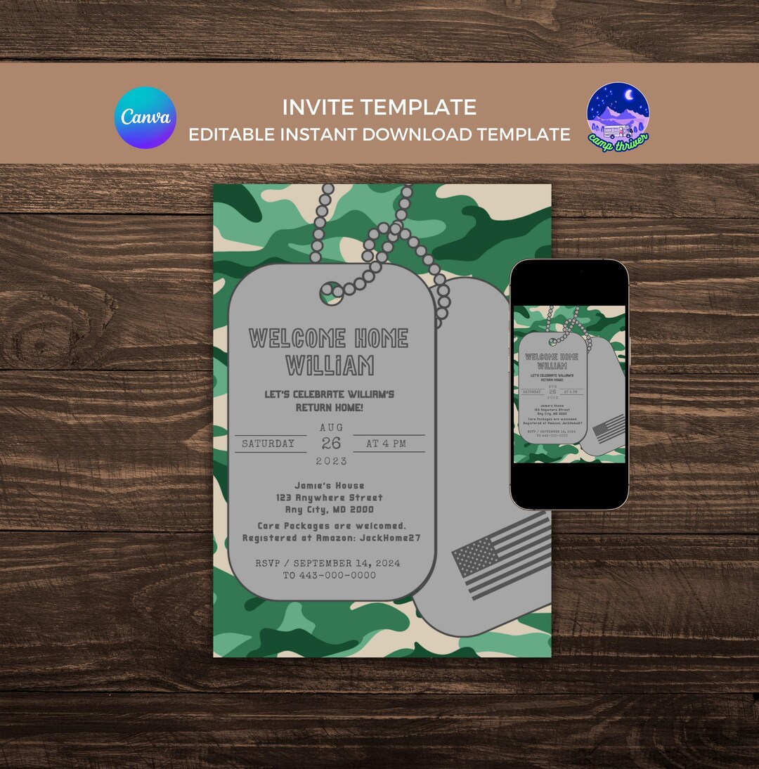 Military Party Invite Military Welcome Home, Military Retirement Invite ...