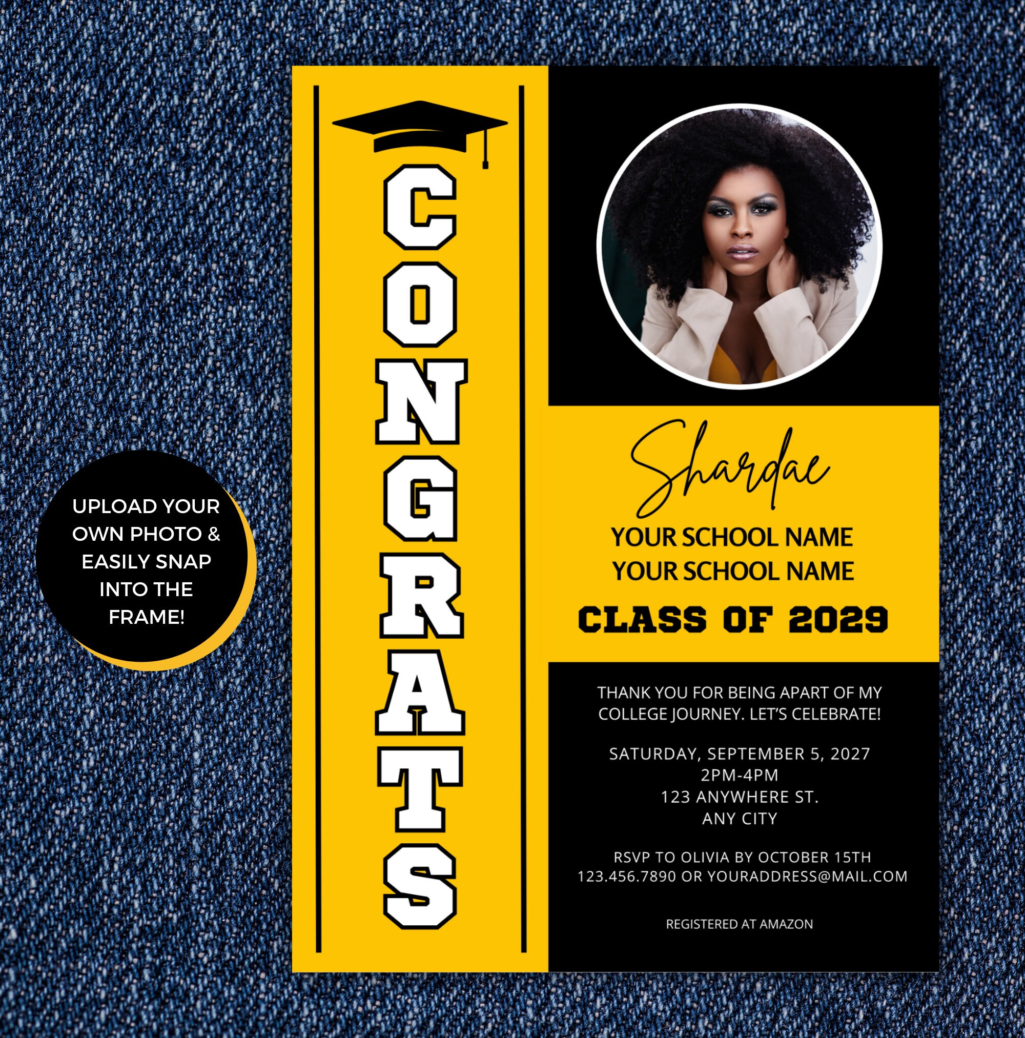 Black & Yellow Graduation Invitation: HBCU Trunk Party (canva Template ...
