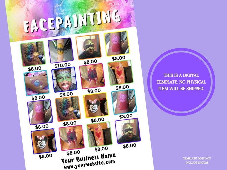 Face Painting Sign Face Painting Sign Template Face Painter - Etsy