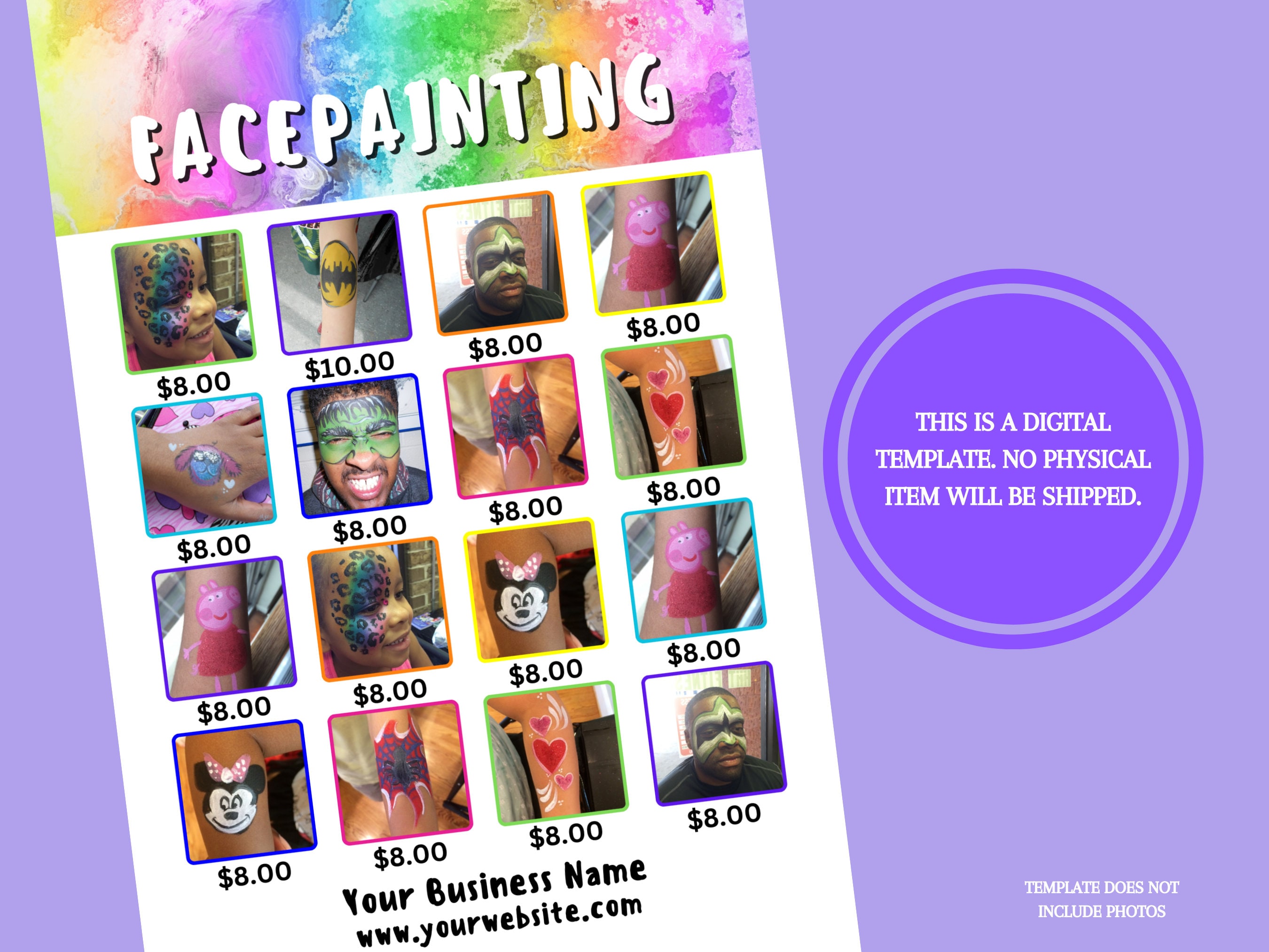 Face Painting Sign Face Painting Sign Template Face Painter - Etsy