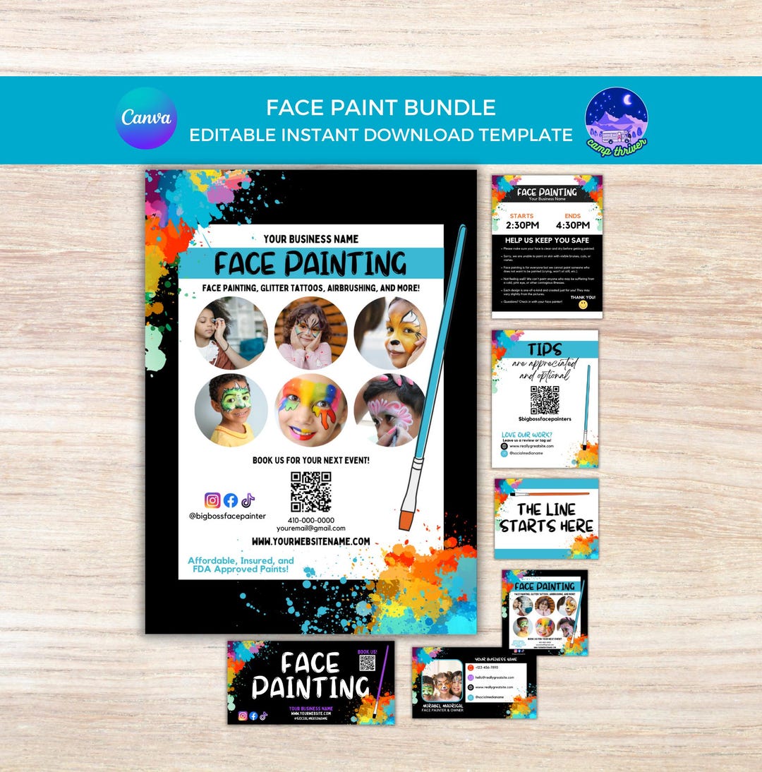 Face Painting Business Flyer Bundle: Canva Template (digital Download ...