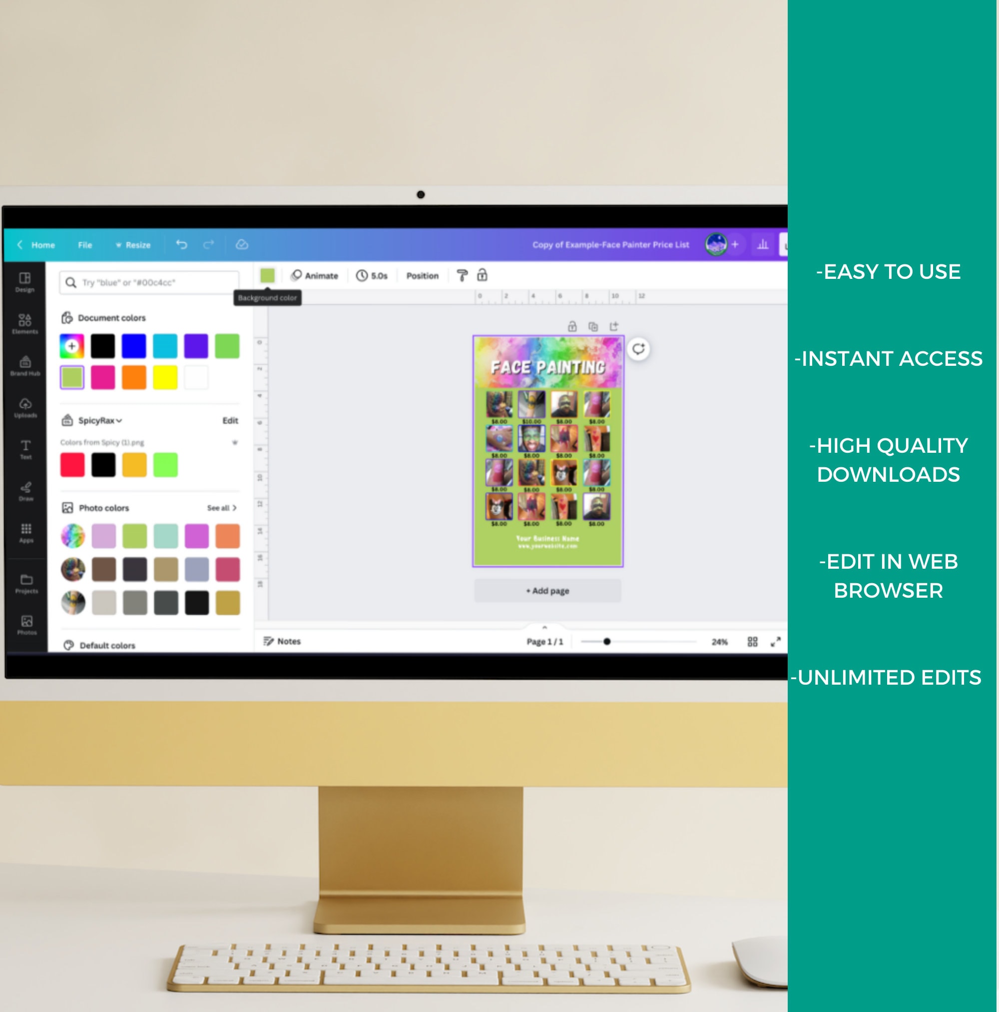 Face Painting Sign, Face Painting Sign Template, Face Paint Price List ...