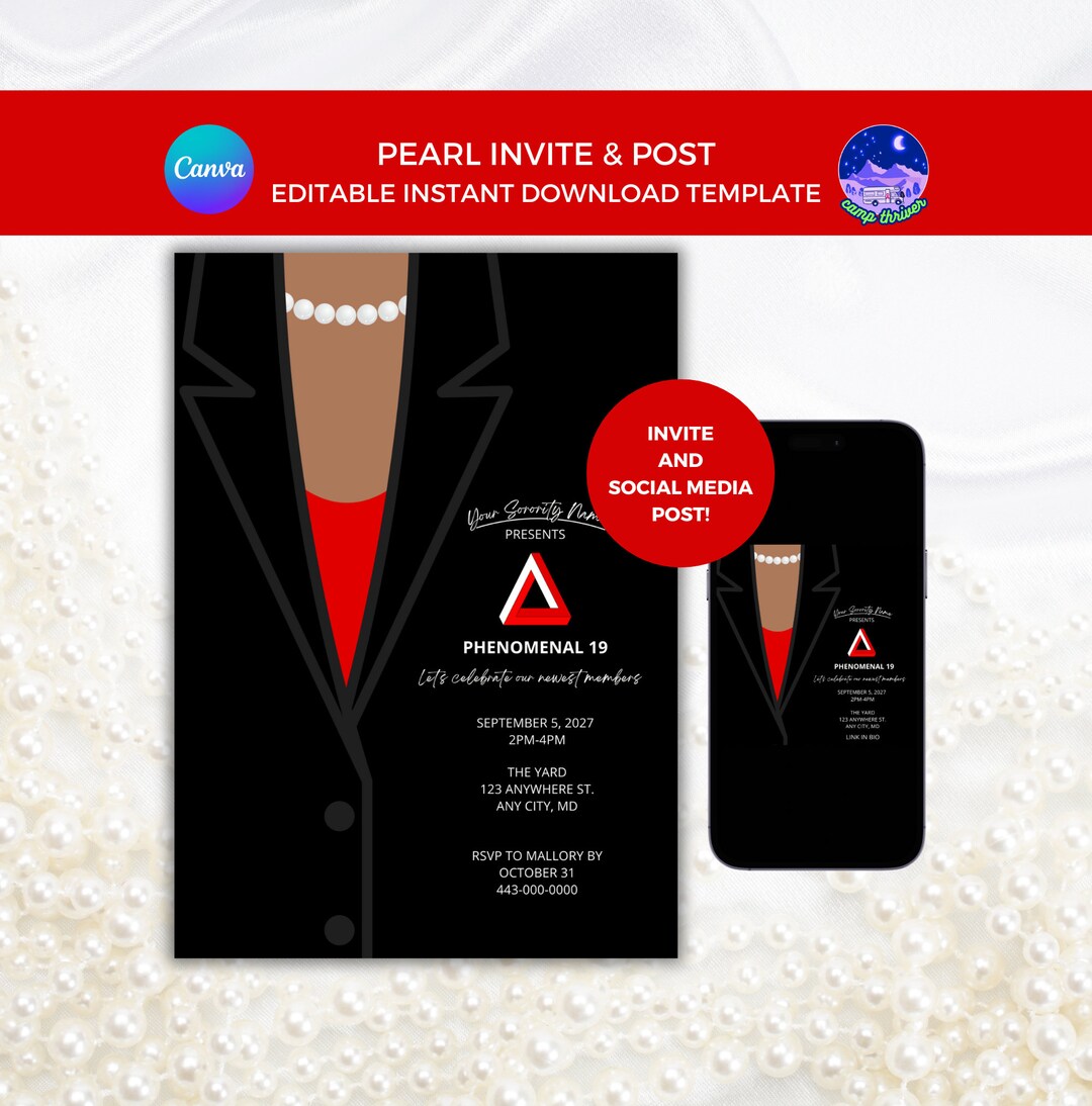 Sorority Event Invitation: Probate Pearl Theme Flyer (template) - Etsy