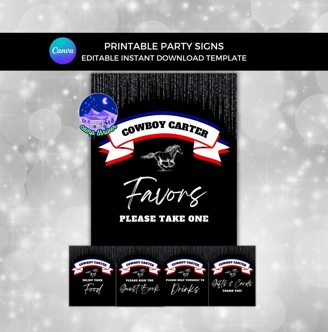 Cowboy Carter Party Signs, Western Party Table Signs, Rodeo Party Signs ...