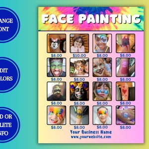 Face Painting Sign Face Painting Sign Template Face Paint - Etsy