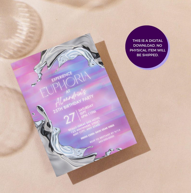 Euphoria Invitation: Iridescent Rave, Birthday Party (cell Phone ...