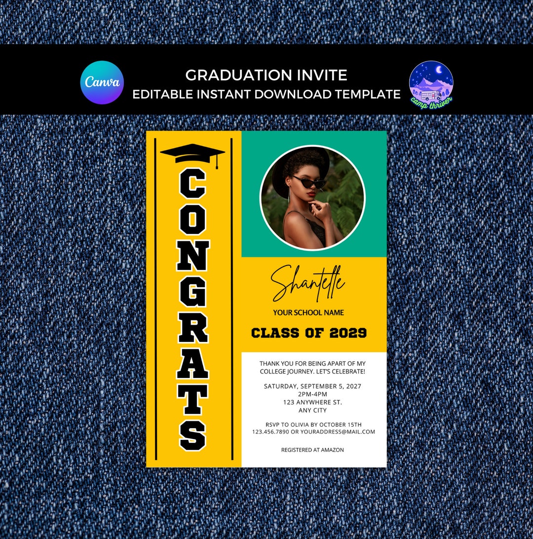 HBCU Graduation Invitation Template: Green & Yellow (digital Download ...