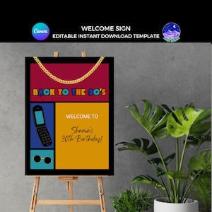 90s Party Welcome Sign, Color Block Sign, 90s Birthday Poster, 90s Baby ...