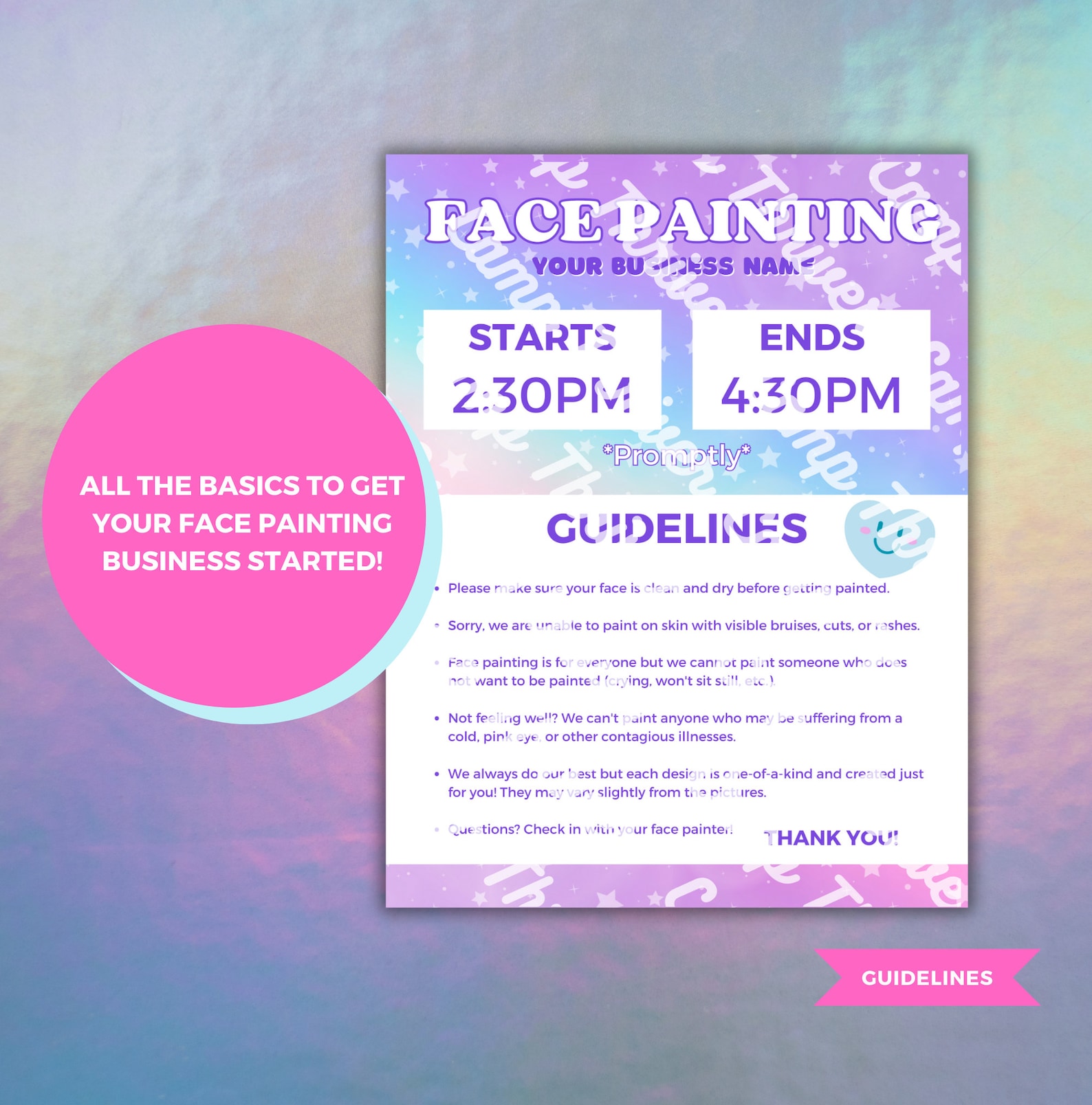 Face Painting Sign Bundle, Face Painting Sign, Face Paint Sign Template ...