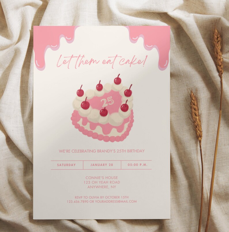 Let Them Eat Cake Invite, Vintage Cake Invite, High Tea Invite, Adult ...