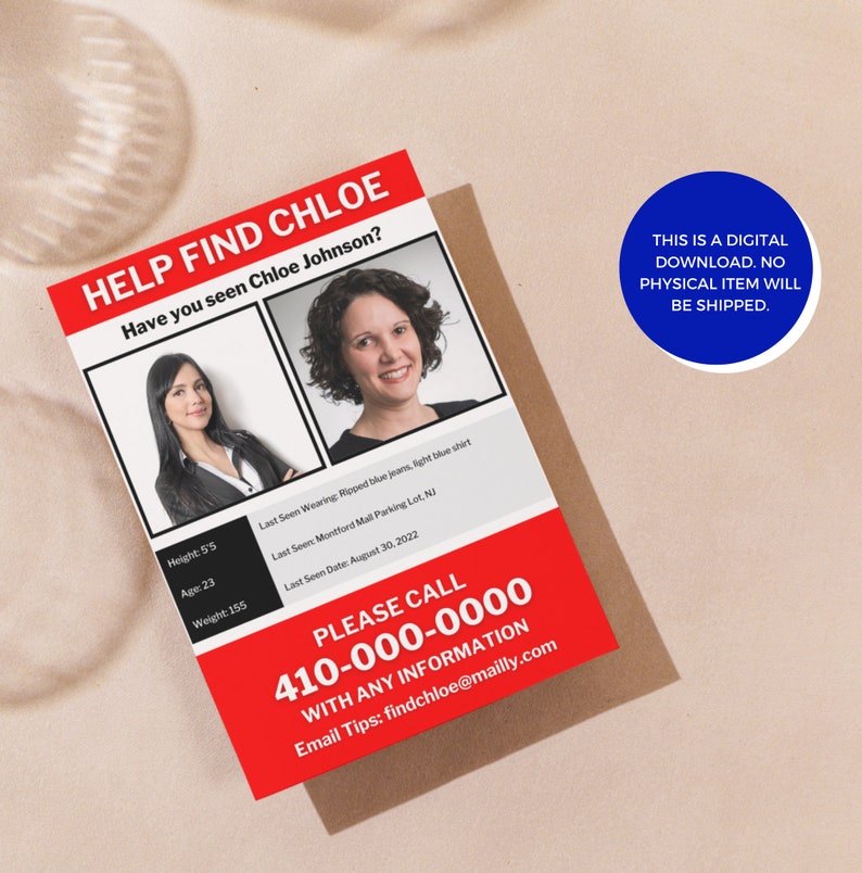 Editable Missing Person Flyer Template: Social Media & Poster (digital ...
