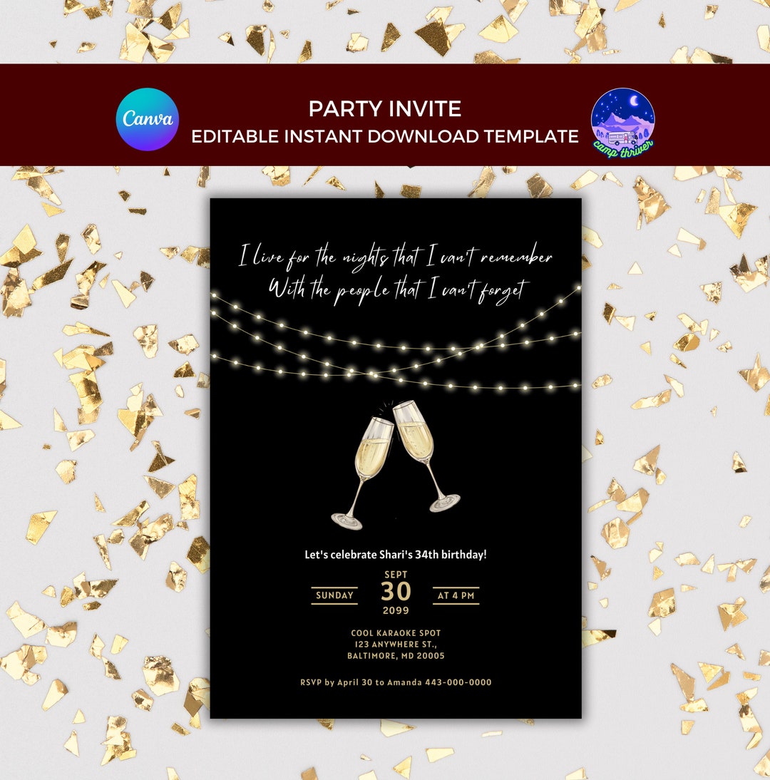 Champagne Toast Party Invitation: Drake New Years Eve Invite (digital ...