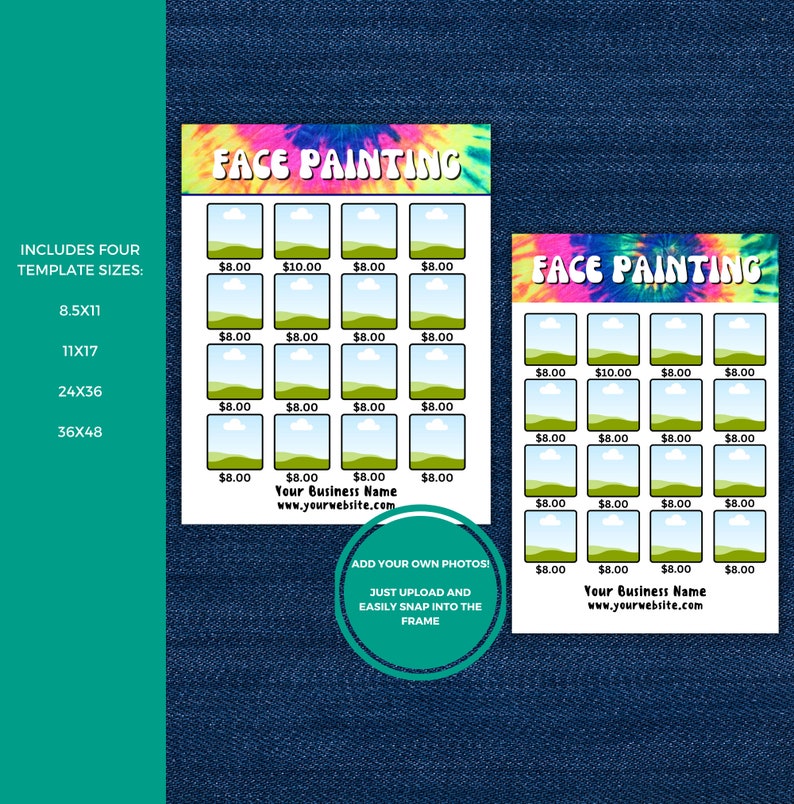 Face Painting Sign, Face Painting Sign Template, Face Paint Price List ...