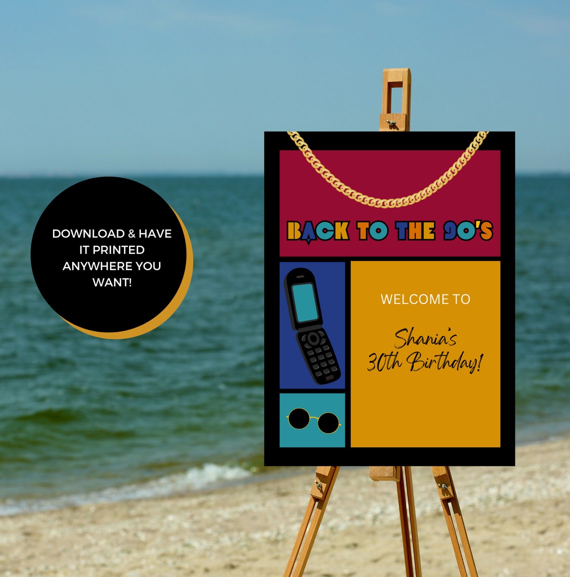 90s Party Welcome Sign, Color Block Sign, 90s Birthday Poster, 90s Baby ...