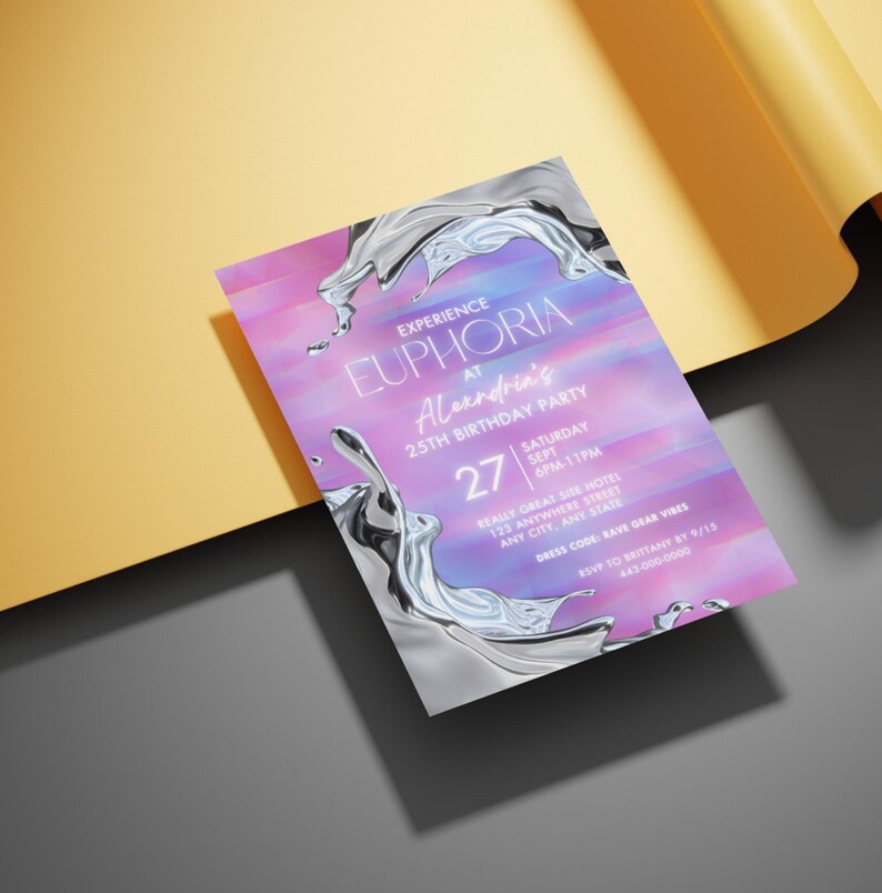 Euphoria Invitation: Iridescent Rave, Birthday Party (cell Phone ...