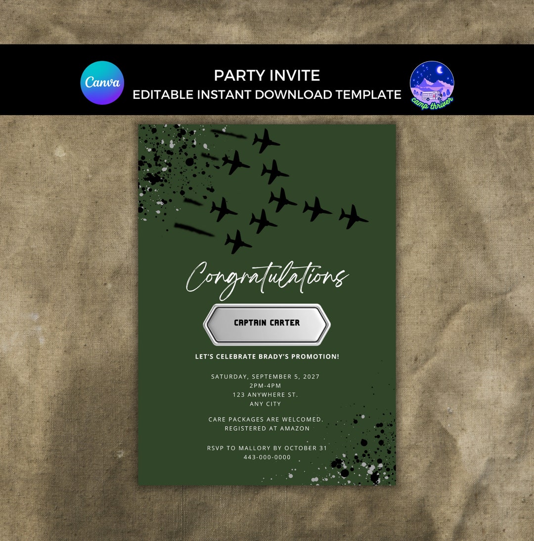 Military Air Party Invitation: Airplane Design (digital Download) - Etsy