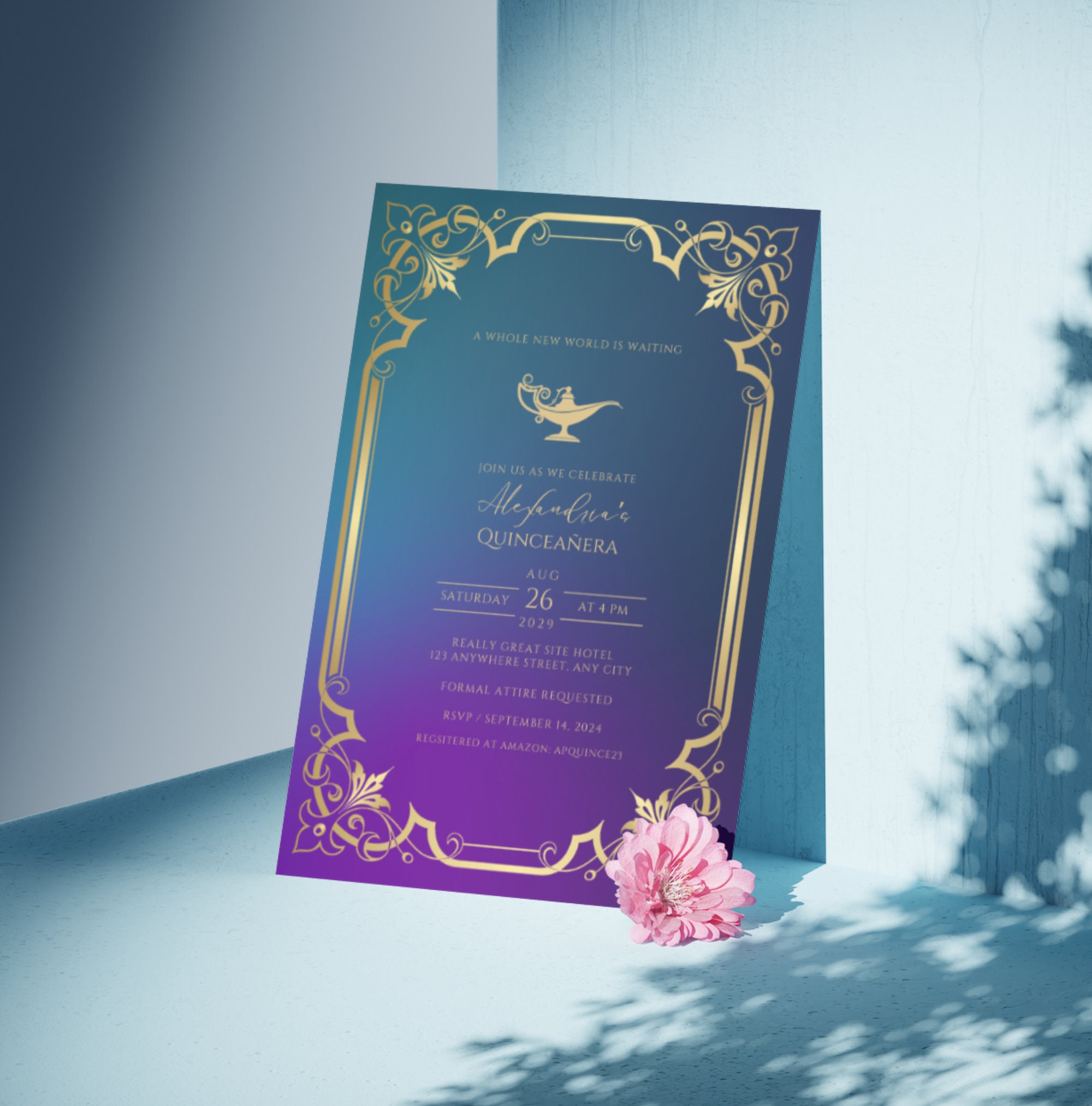 Aladdin Quinceanera Invitation: Arabian Nights Princess Party (digital ...