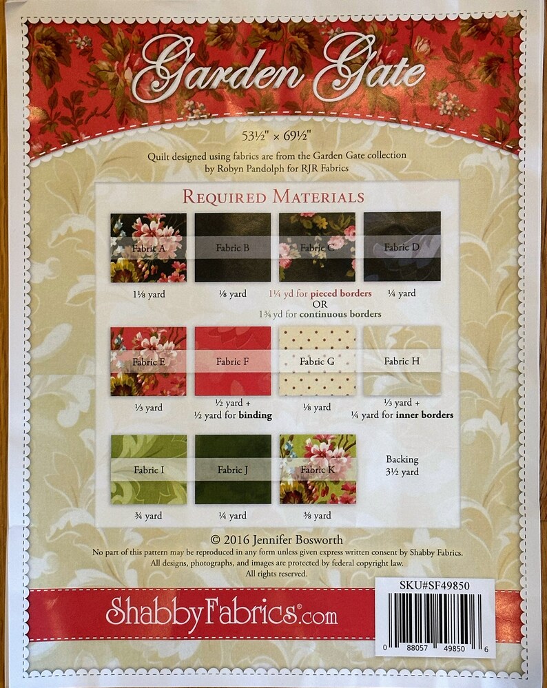 Garden Gate Quilt Kit With Step by Step Directions. Cozy Lap Quilt ...