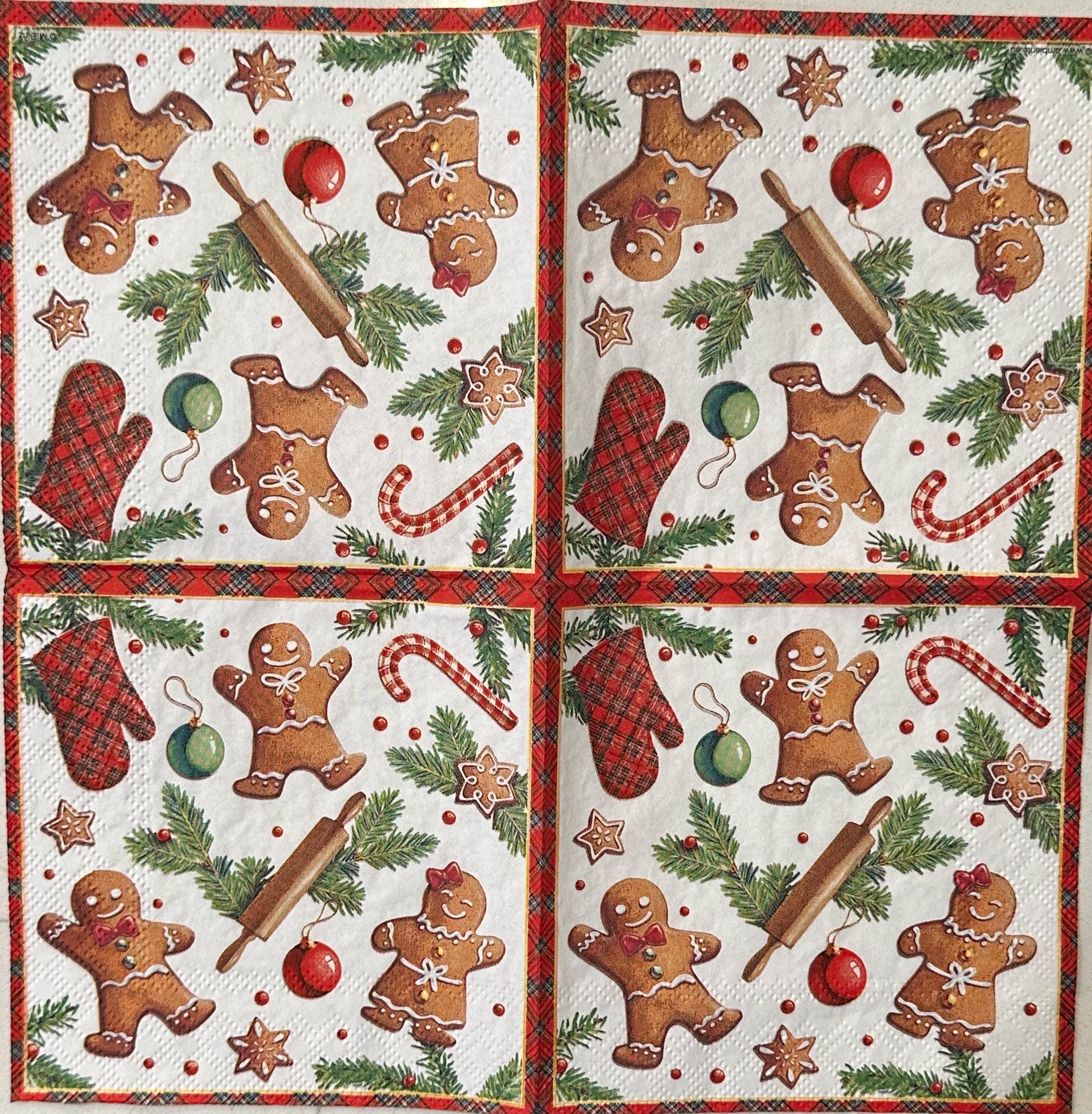 Mix and Match Christmas Napkins for Decoupage, Snowmen, Gingerbread ...