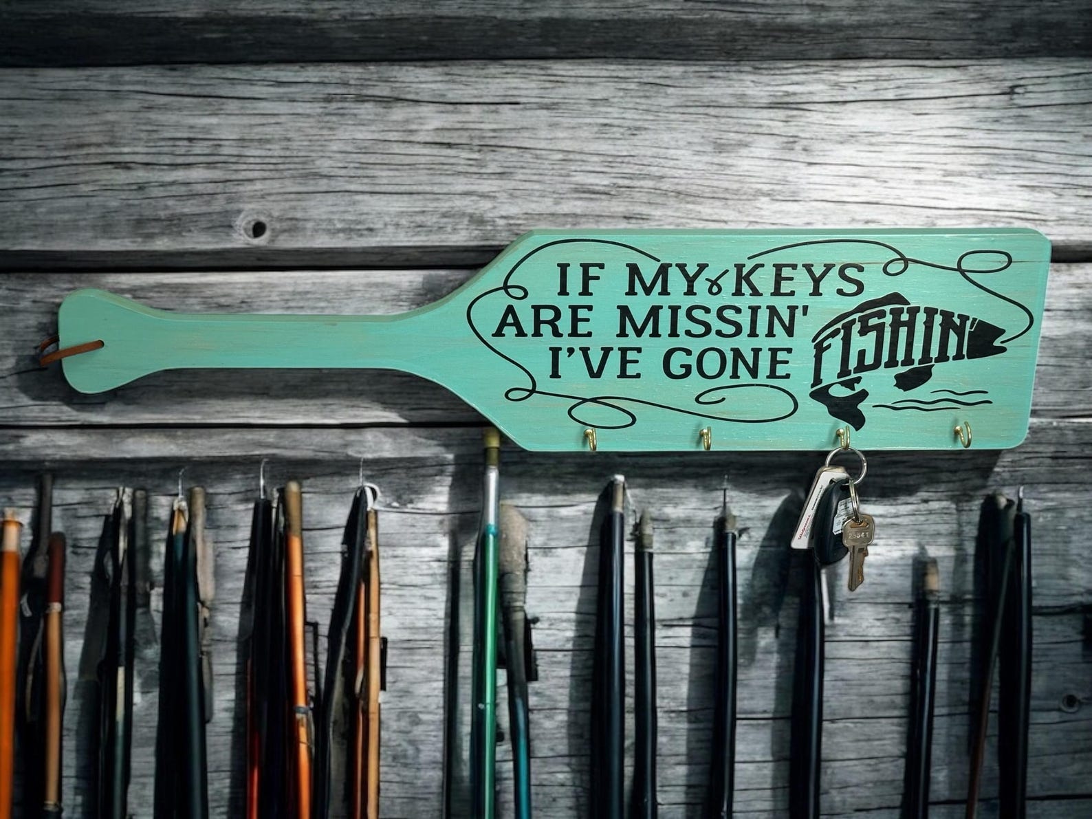 Handcrafted Fishing Key Rack: Rustic Wooden Cottage Decor - Etsy