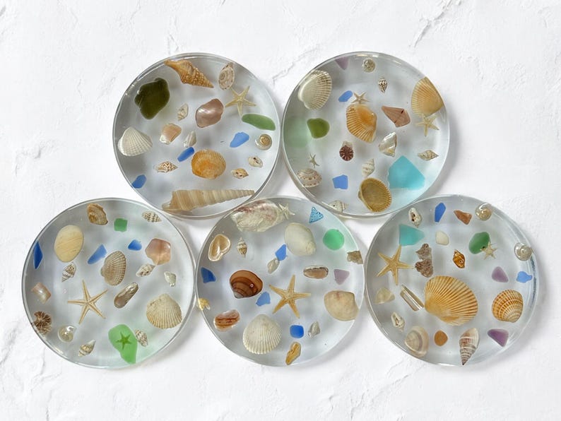 Natural Seashell Coasters for Beach Decor. Handmade With Shells From ...